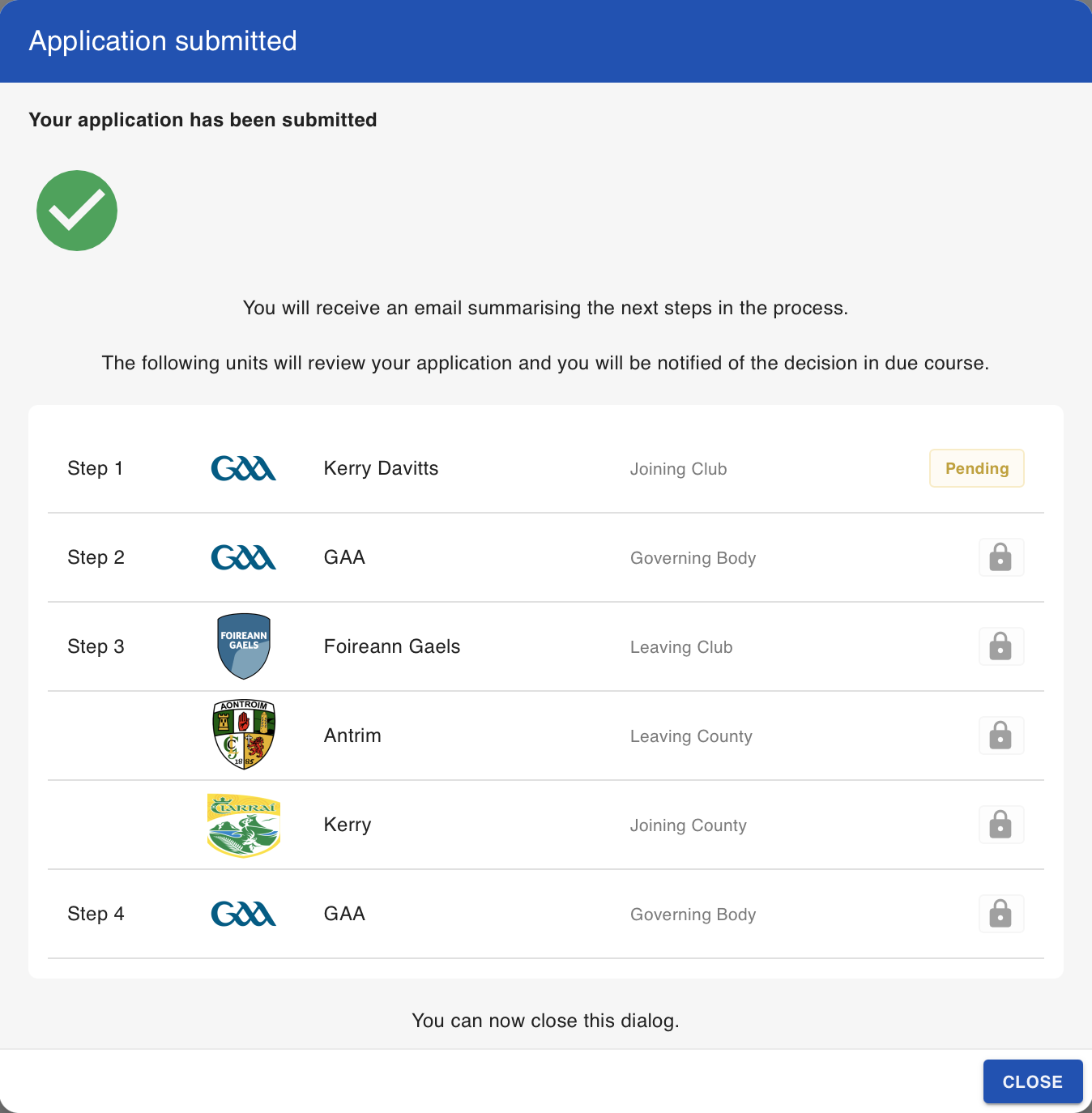 GAA | Creating an Application | Club Members – Foireann Help Centre