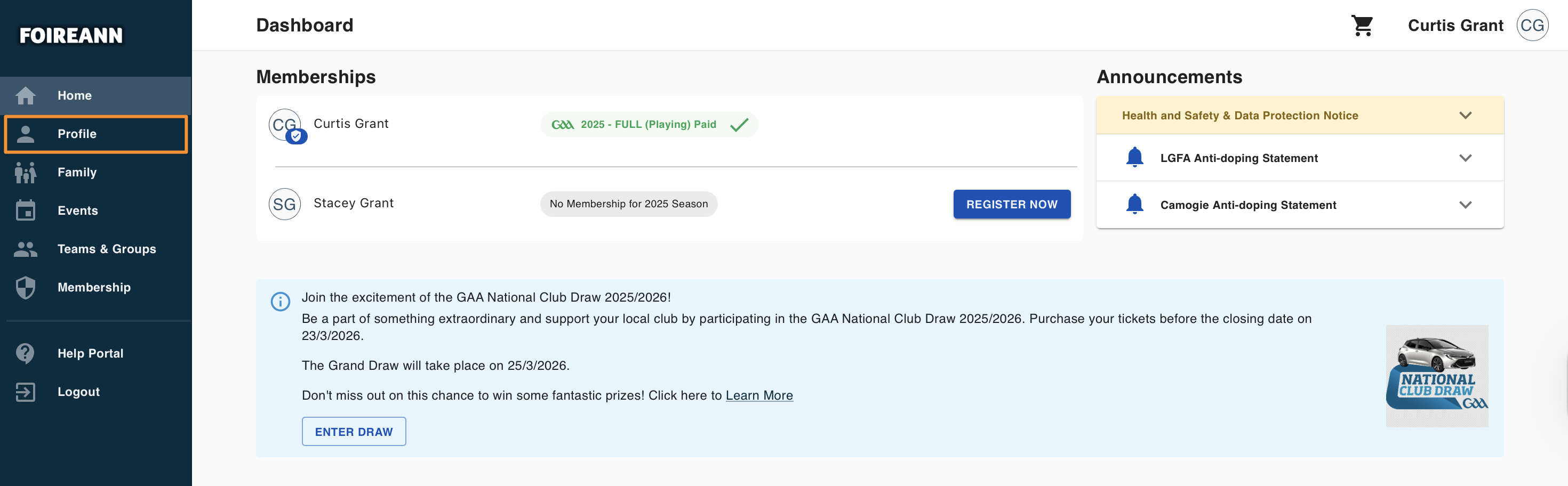 GAA | Creating an Application | Club Members – Foireann Help Centre