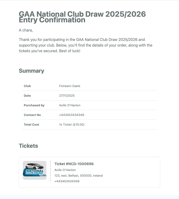 How to enter the National Club Draw (Guest Checkout) – Foireann Help Centre