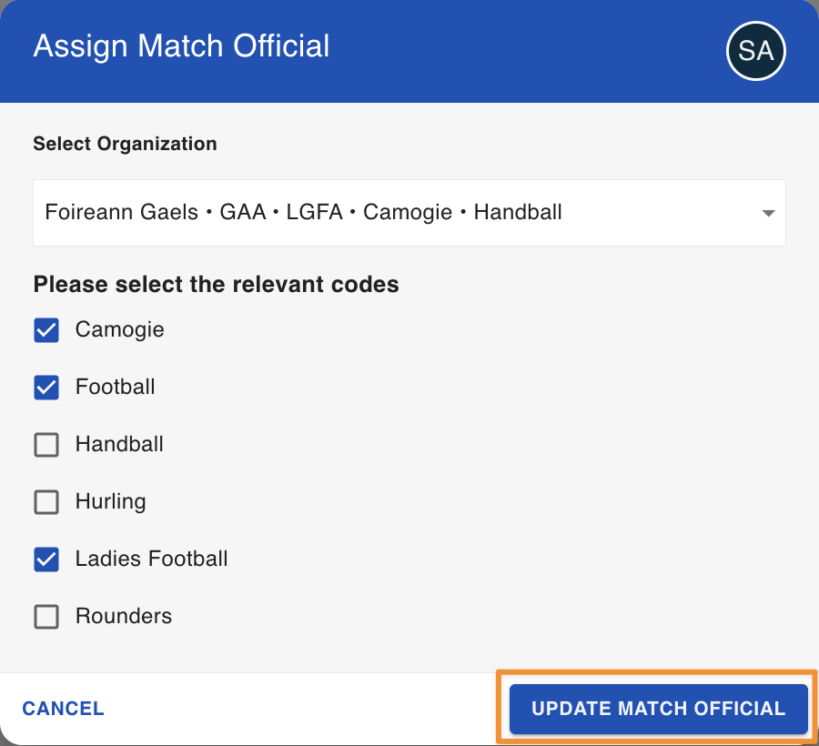 Assigning the role of match official to a member – Foireann Help Centre